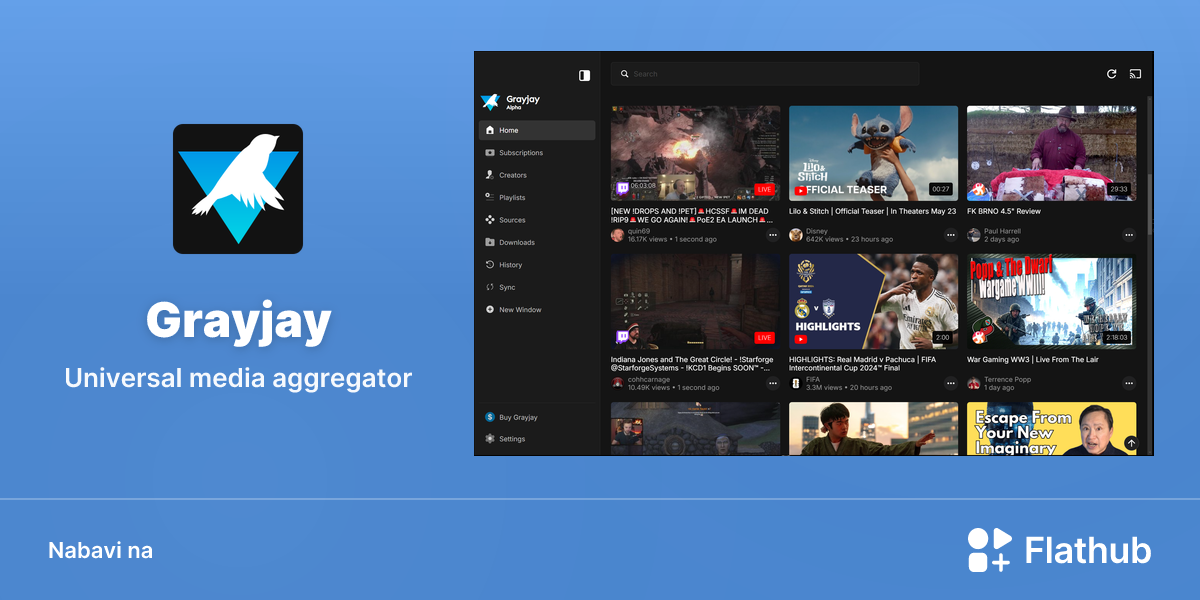 Instaliraj aplikaciju Grayjay na Linux | Flathub