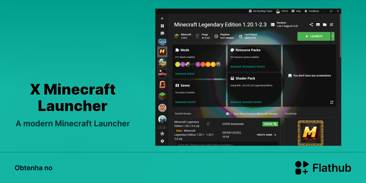 Instalar X Minecraft Launcher no Linux | Flathub