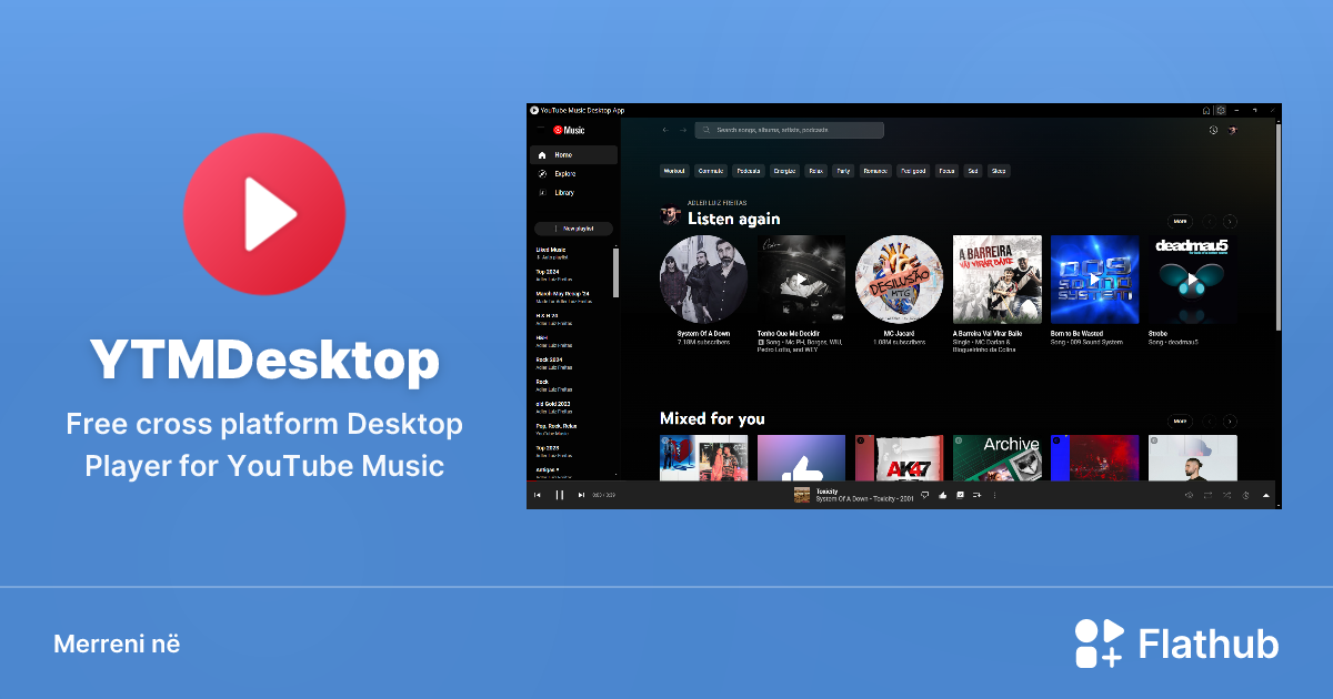 Instalojeni ytmdesktop në Linux | Flathub