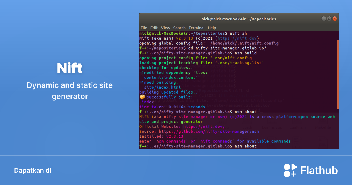 Menginstal Nift di Linux | Flathub