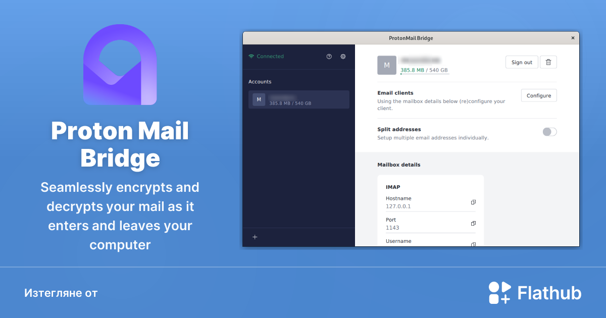 Инсталиране на „Proton Mail Bridge“ за Линукс | Flathub