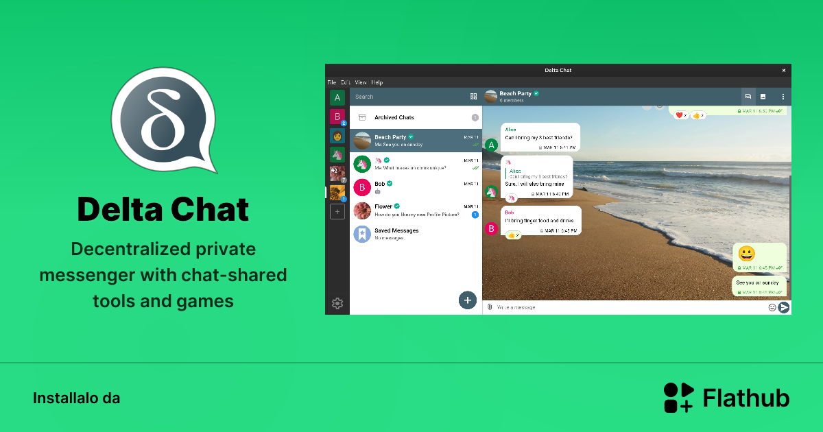 Installa Delta Chat su Linux | Flathub