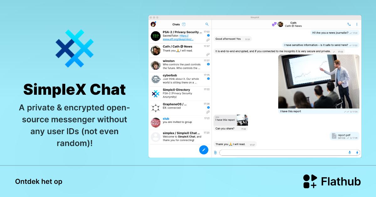 Installeer SimpleX Chat op Linux | Flathub