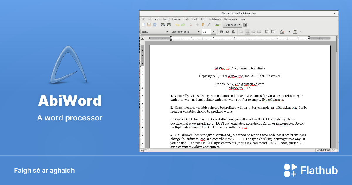 Suiteáil AbiWord ar Linux | Flathub