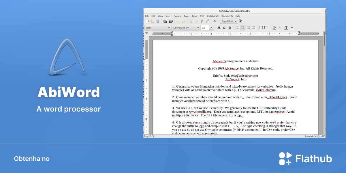 Instalar AbiWord no Linux | Flathub
