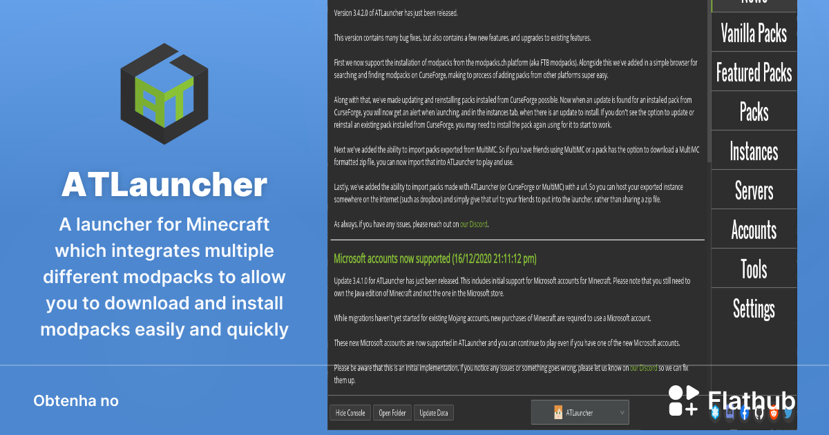Instalar ATLauncher no Linux | Flathub