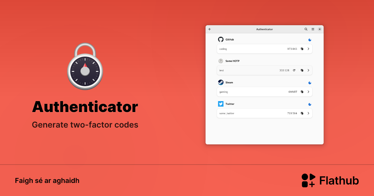 Suiteáil Authenticator ar Linux | Flathub