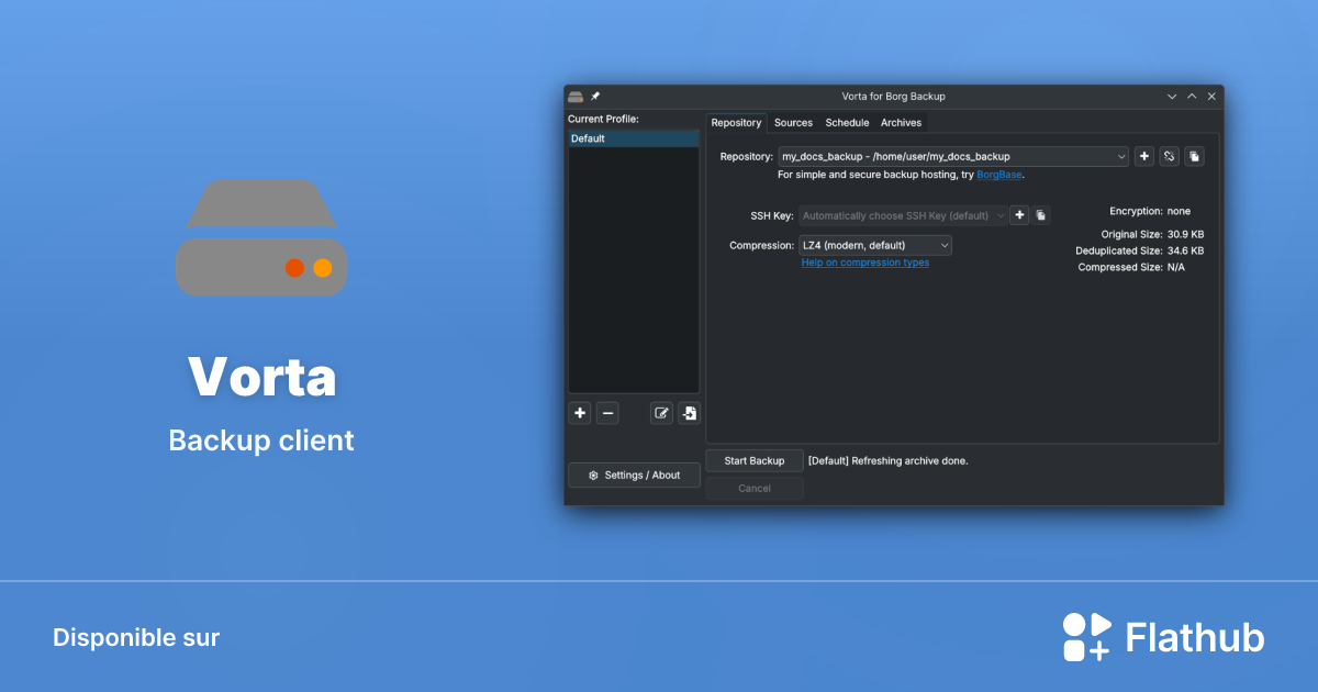 Installer Vorta sur Linux | Flathub