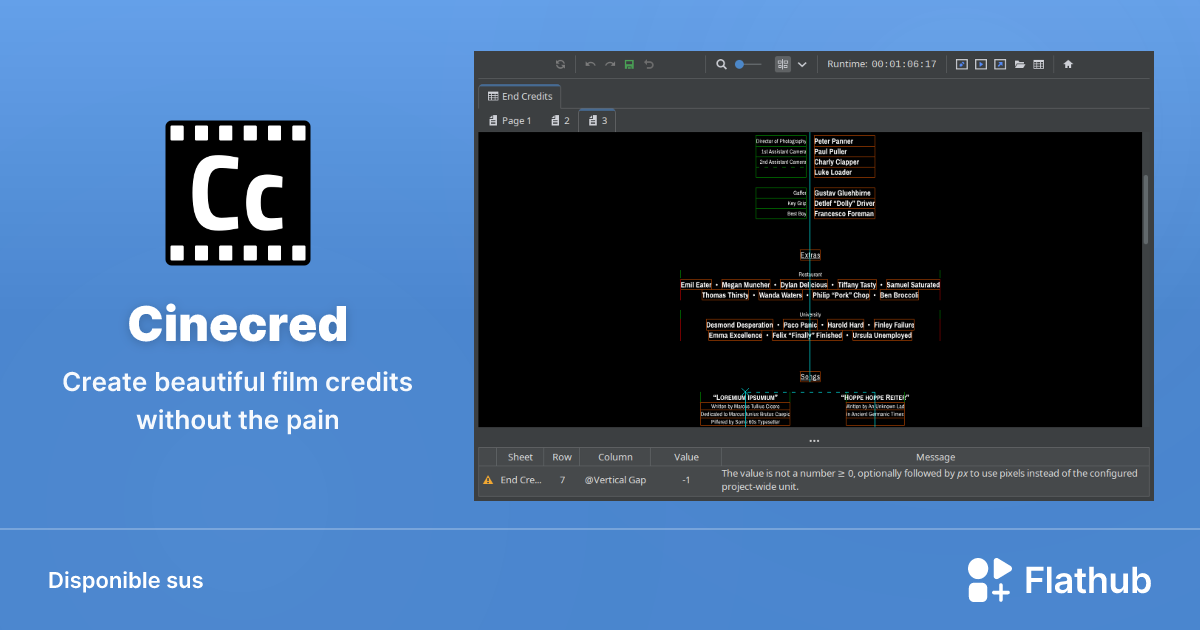 Installar Cinecred sus Linux | Flathub