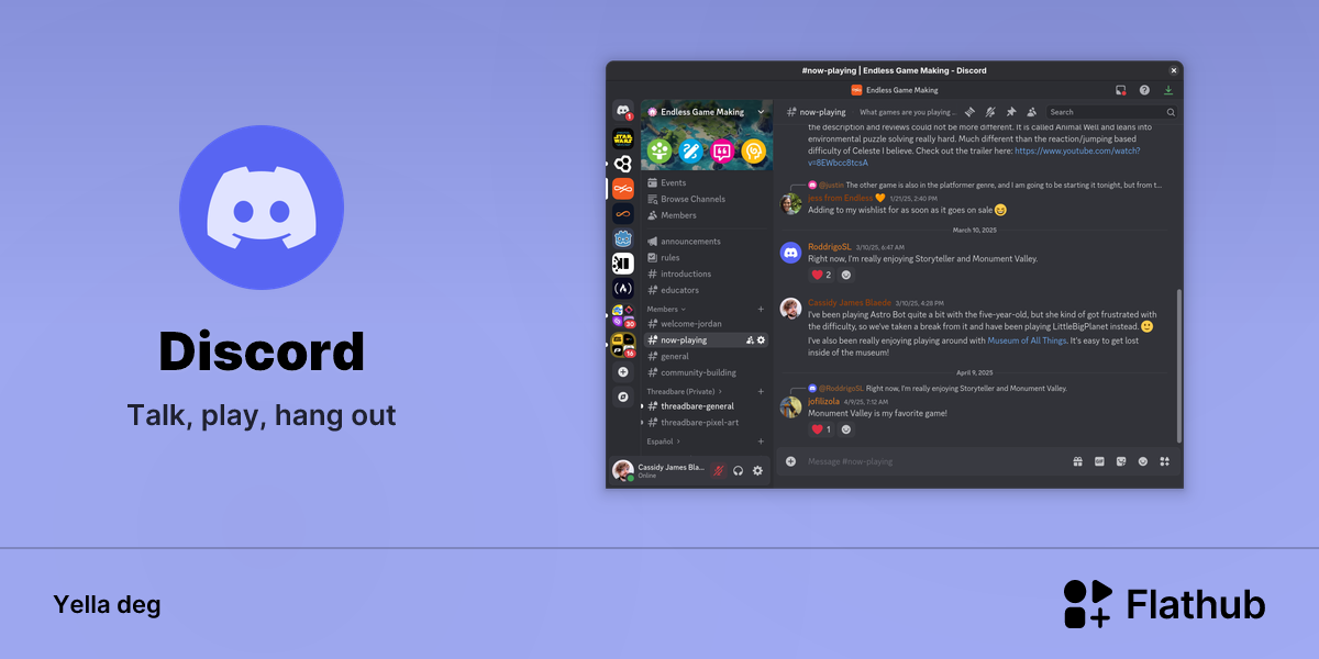Asebded n Discord ɣef Linux | Flathub