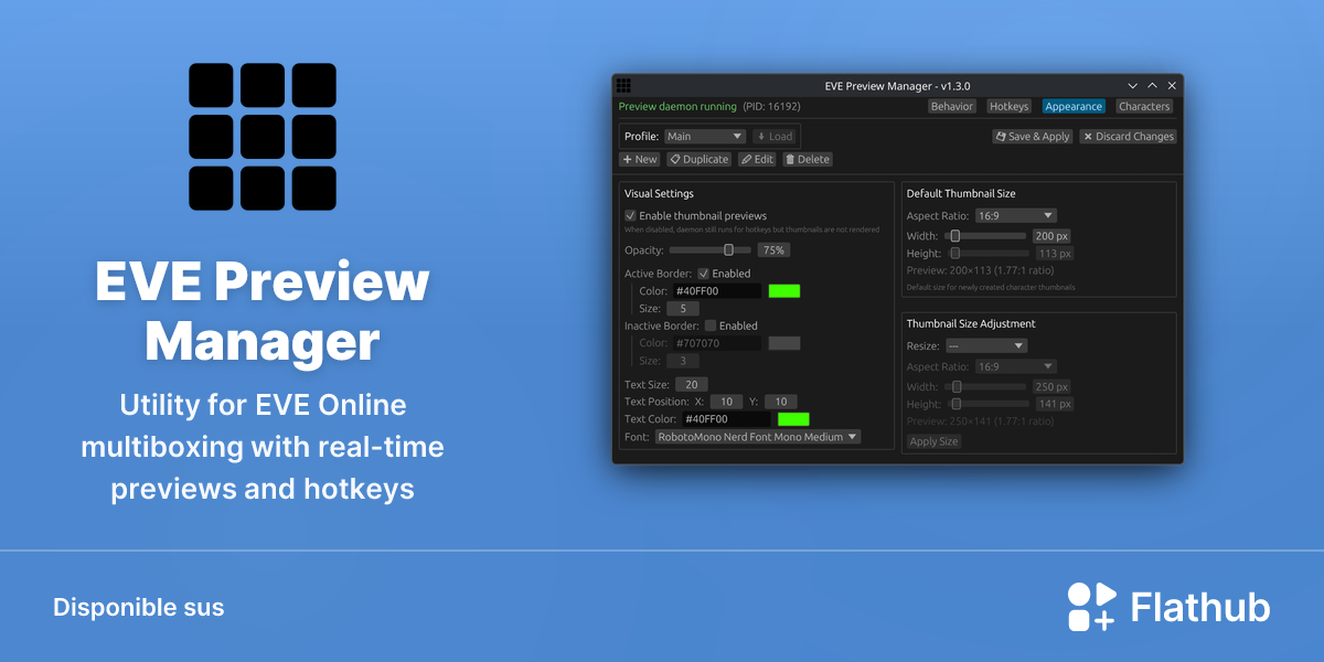 Installar EVE Preview Manager sus Linux | Flathub