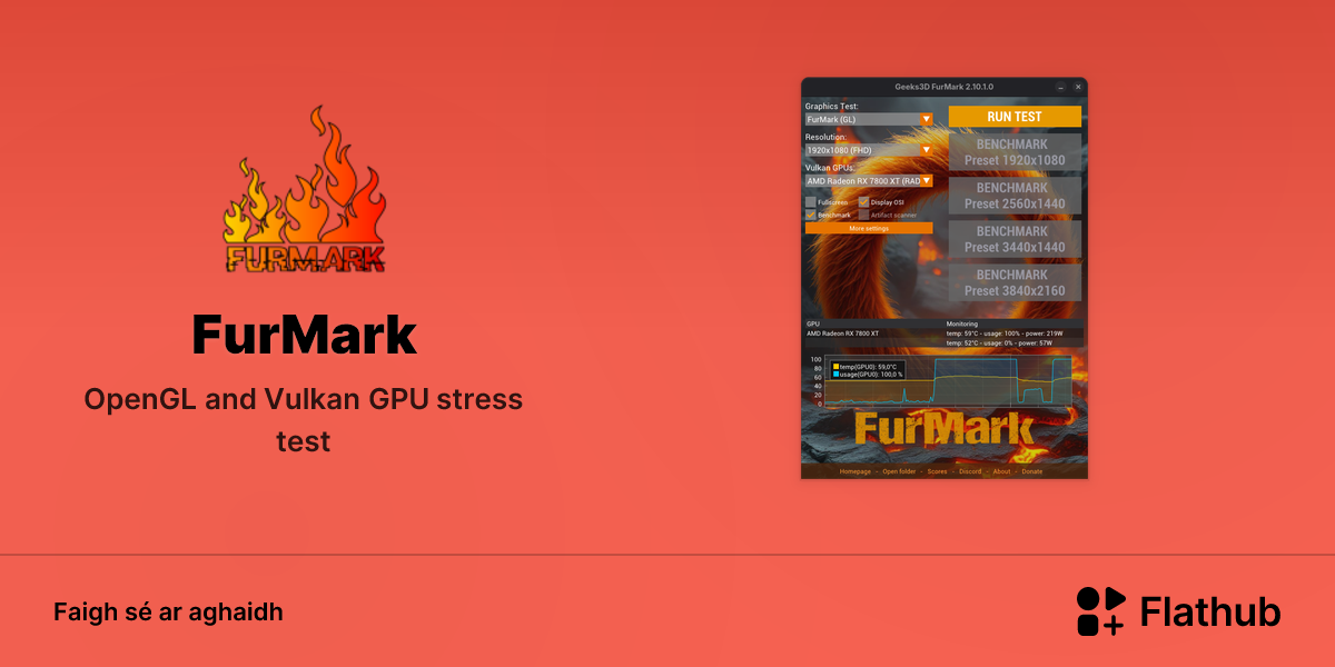 Suiteáil FurMark ar Linux | Flathub