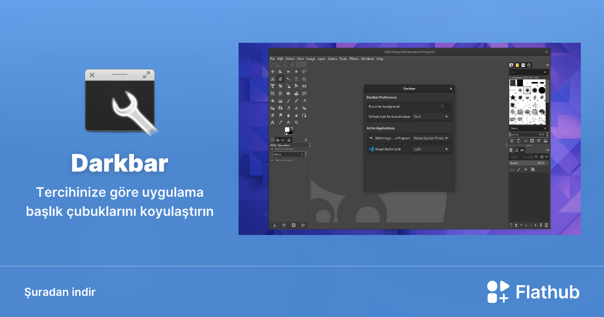 Darkbar uygulamasını Linux'ta kur | Flathub