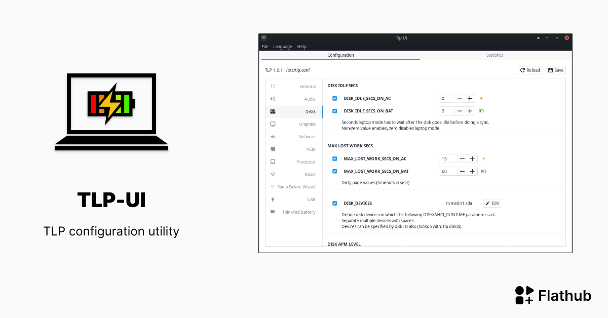 Install TLP-UI on Linux | Flathub