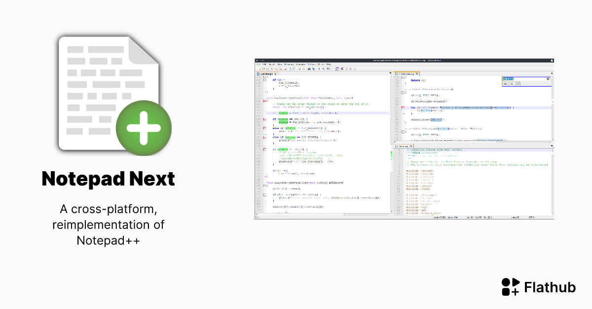 Instalar Notepad Next no Linux | Flathub
