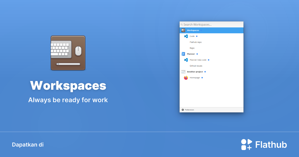 Menginstal Workspaces di Linux | Flathub