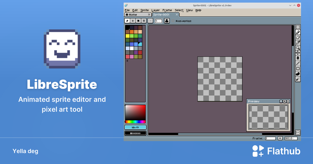Sbedd LibreSprite deg Linux | Flathub