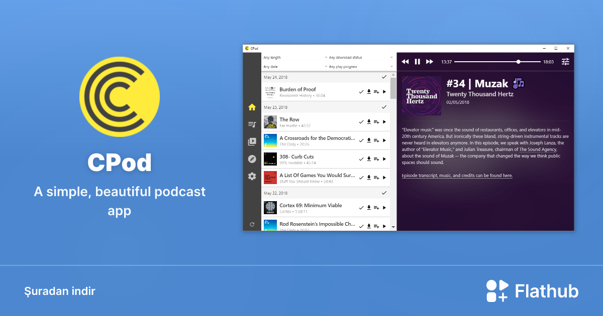 CPod uygulamasını Linux'ta kur | Flathub