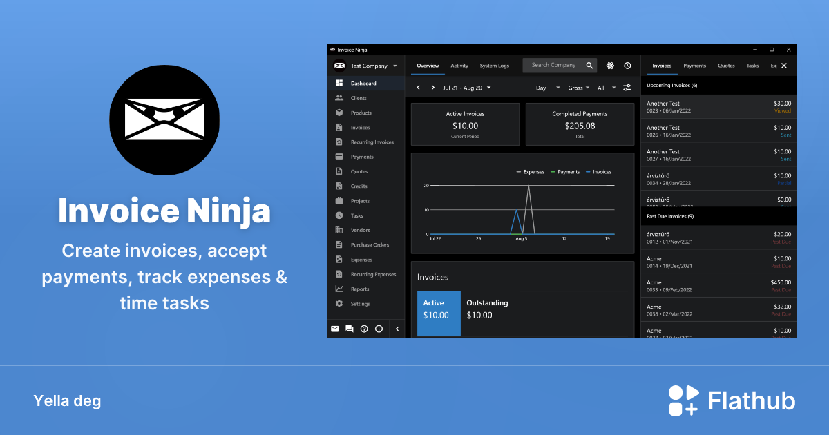 Asebded n Invoice Ninja ɣef Linux | Flathub
