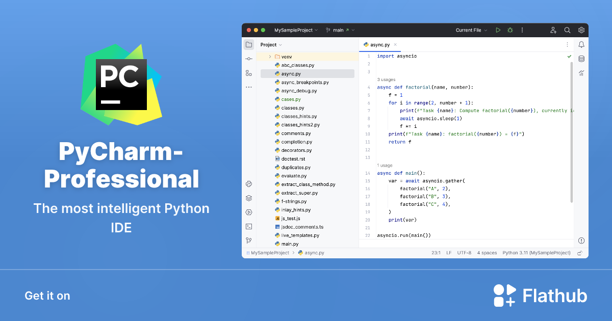 Install PyCharm-Professional on Linux | Flathub