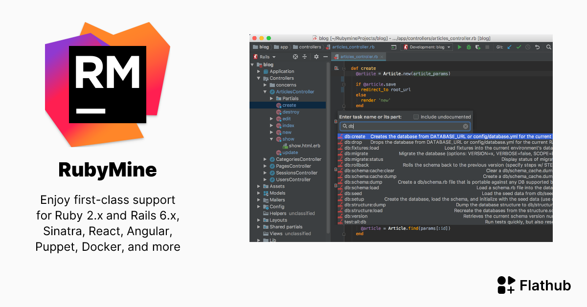 RubyMine uygulamasını Linux'ta kur | Flathub