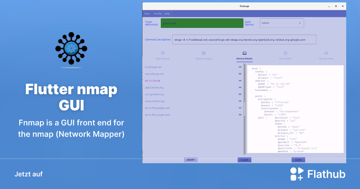 Flutter nmap GUI auf Linux installieren | Flathub