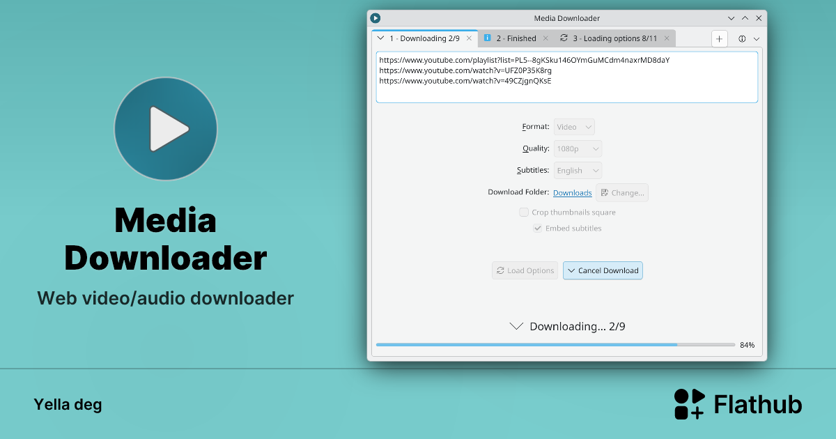 Sbedd Media Downloader deg Linux | Flathub