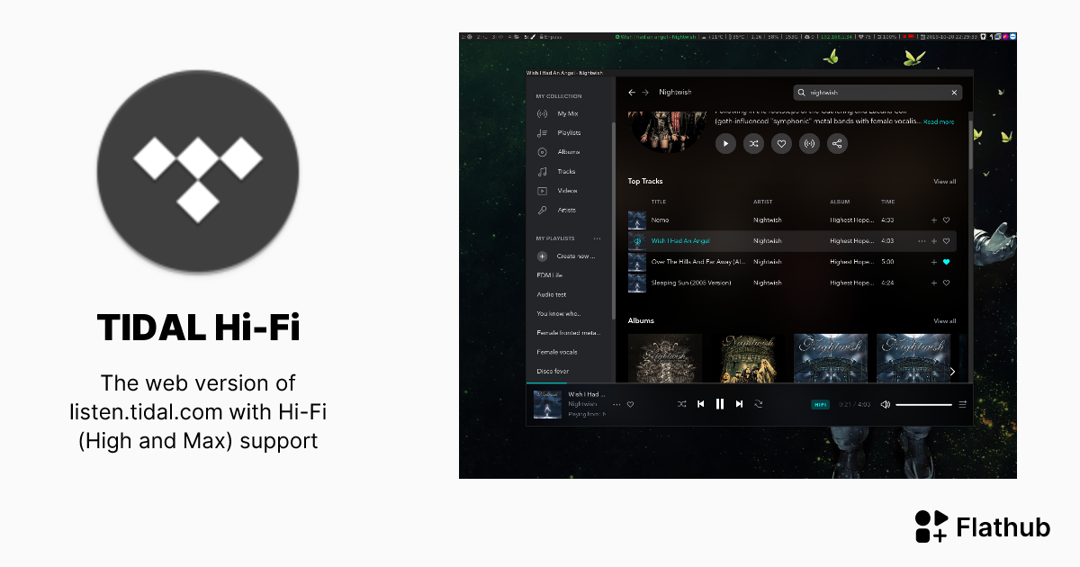 TIDAL Hi-Fi uygulamasını Linux'ta kur | Flathub