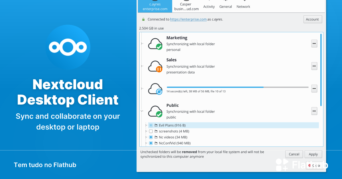 Instalar Nextcloud Desktop Client no Linux | Flathub