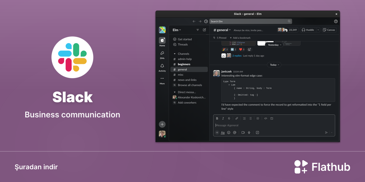 Slack uygulamasını Linux'ta kur | Flathub