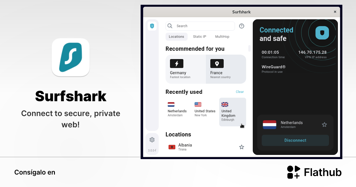 Instalar Surfshark en Linux | Flathub