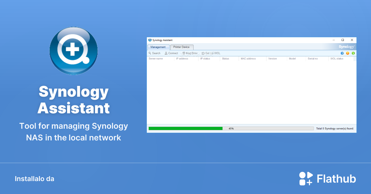Installa Synology Assistant su Linux | Flathub