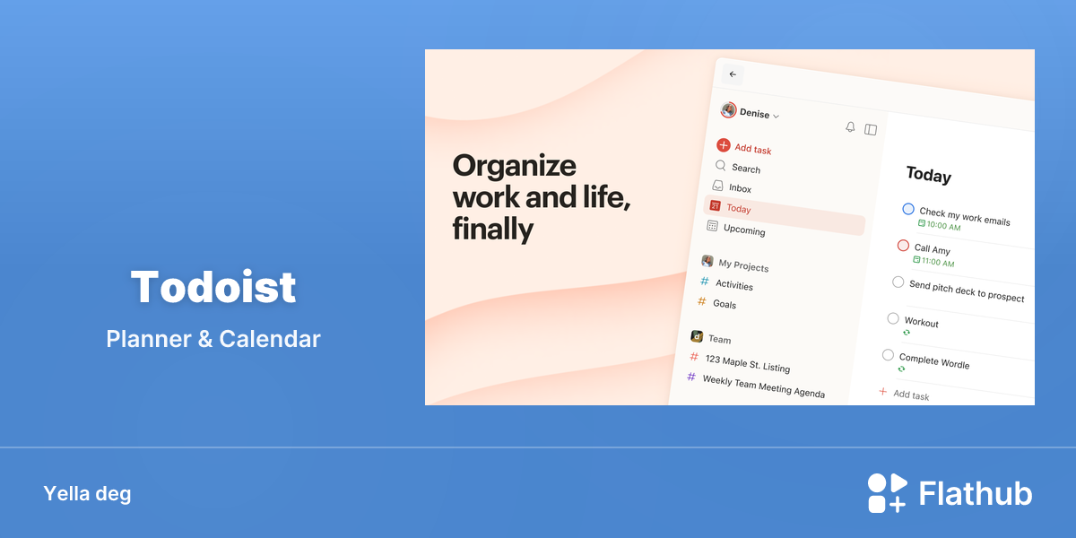 Asebded n Todoist ɣef Linux | Flathub