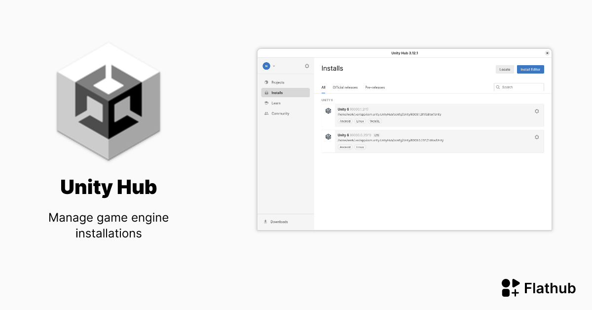 Установить «Unity Hub» на Linux | Flathub