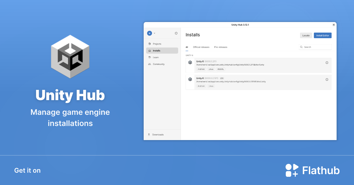 Install Unity Hub on Linux | Flathub