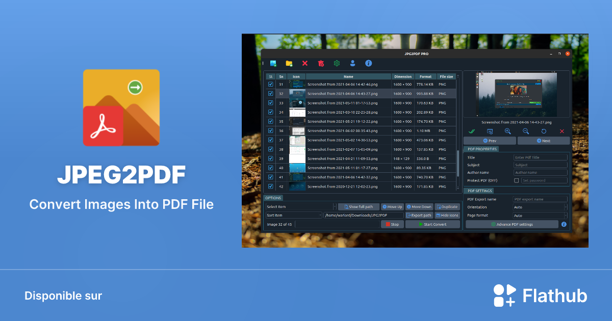 Installer JPEG2PDF sur Linux | Flathub