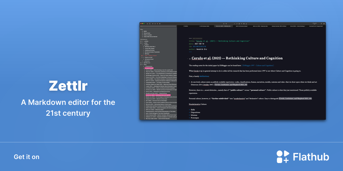 Install Zettlr on Linux | Flathub