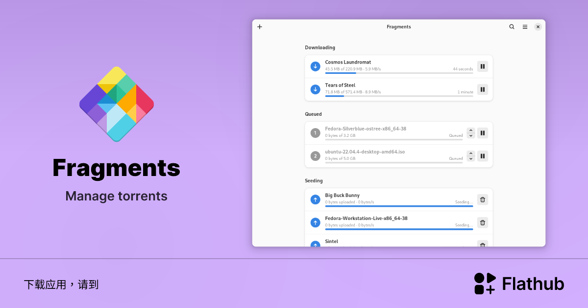 在 Linux 上安装 Fragments | Flathub