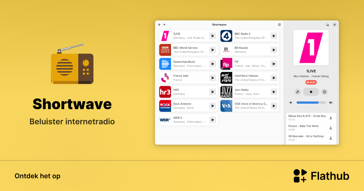 Installeer Shortwave op Linux | Flathub