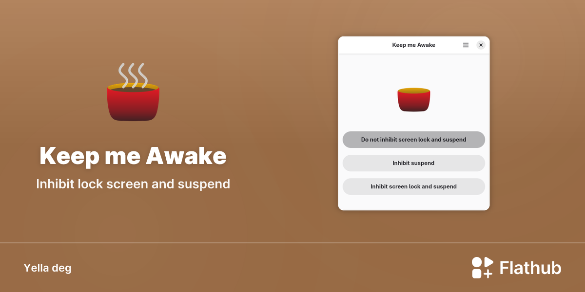 Asebded n Keep me Awake ɣef Linux | Flathub