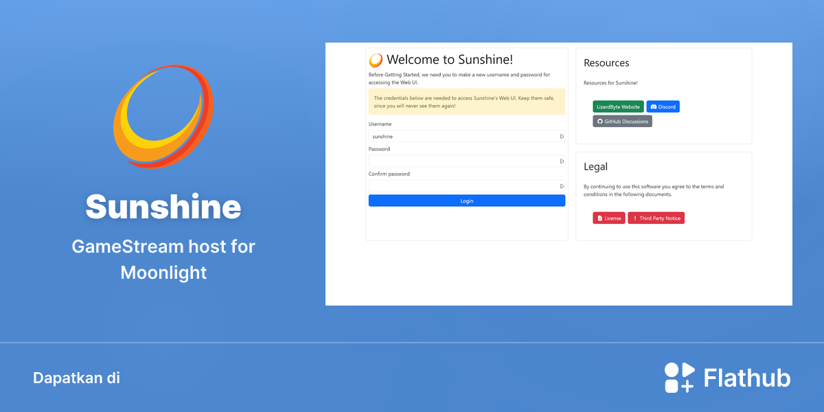 Memasang Sunshine di Linux | Flathub