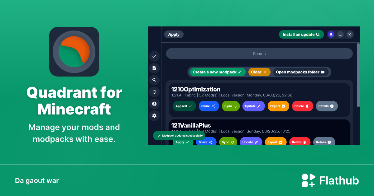 Install Quadrant for Minecraft on Linux | Flathub