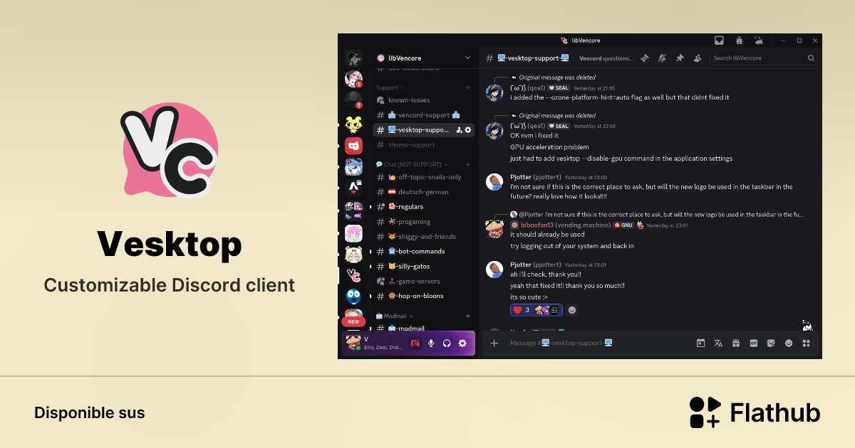 Installar Vesktop sus Linux | Flathub