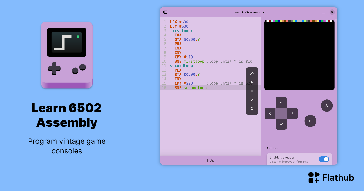 Усталяваць Learn 6502 Assembly на Linux | Flathub
