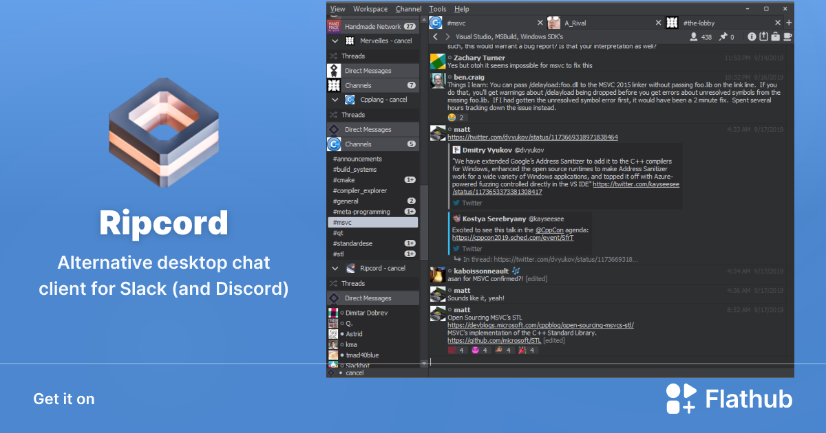 Ripcord uygulamasını Linux'ta kur | Flathub