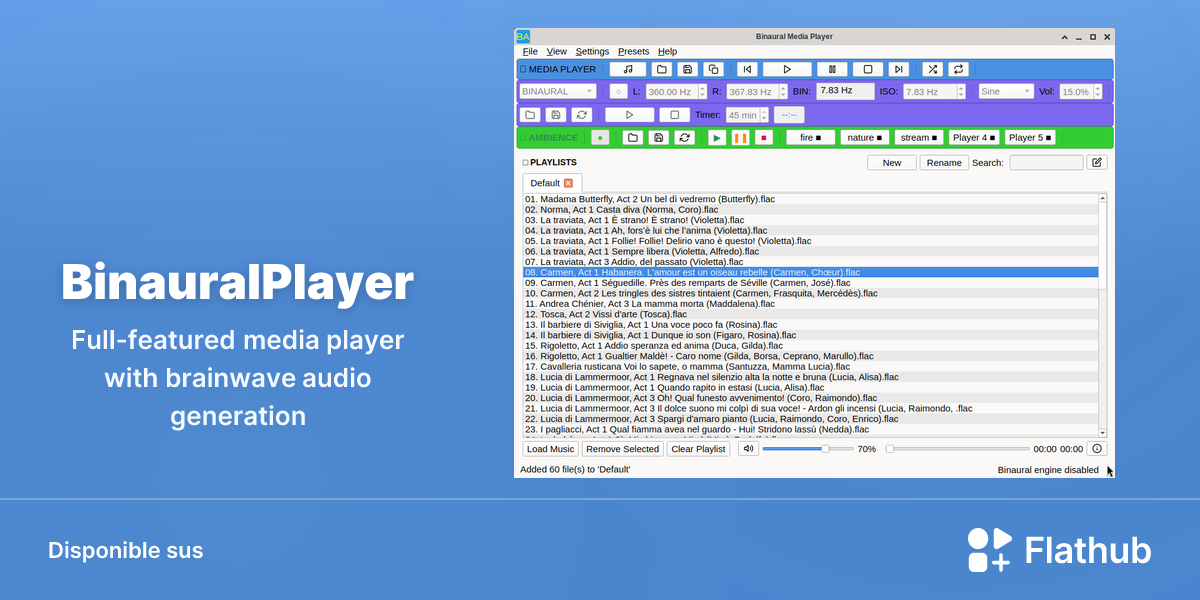 Installar BinauralPlayer sus Linux | Flathub