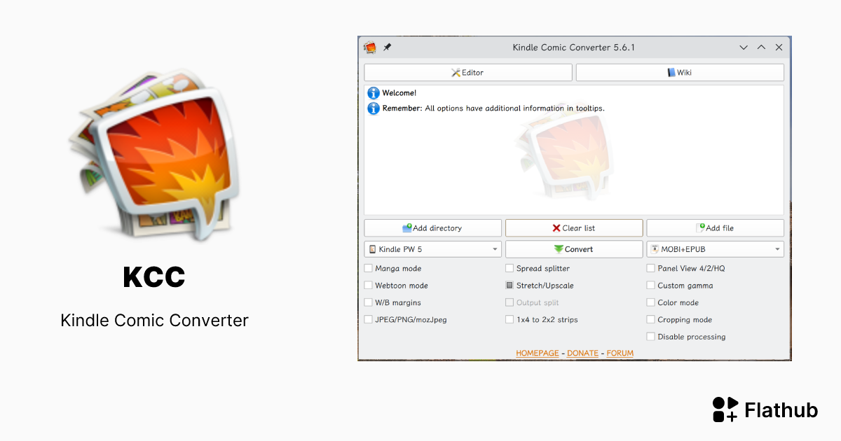 Установить «KCC» на Linux | Flathub