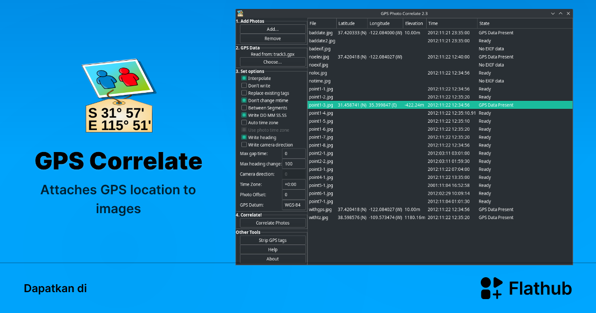 Install GPS Correlate on Linux | Flathub