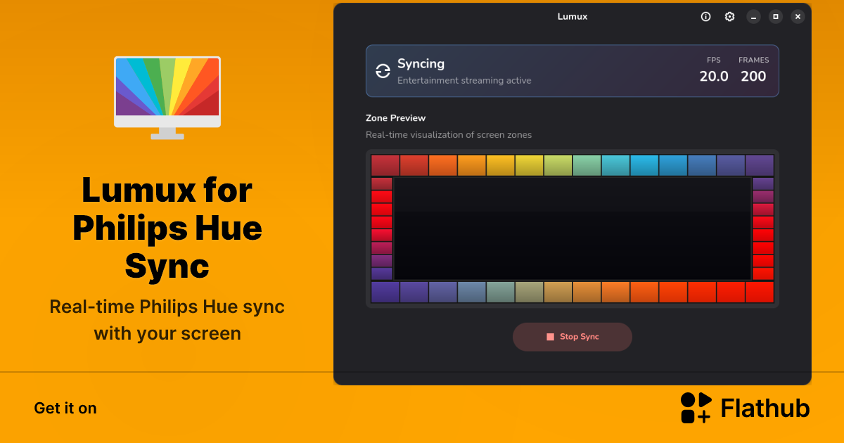 Install Lumux for Philips Hue Sync on Linux | Flathub