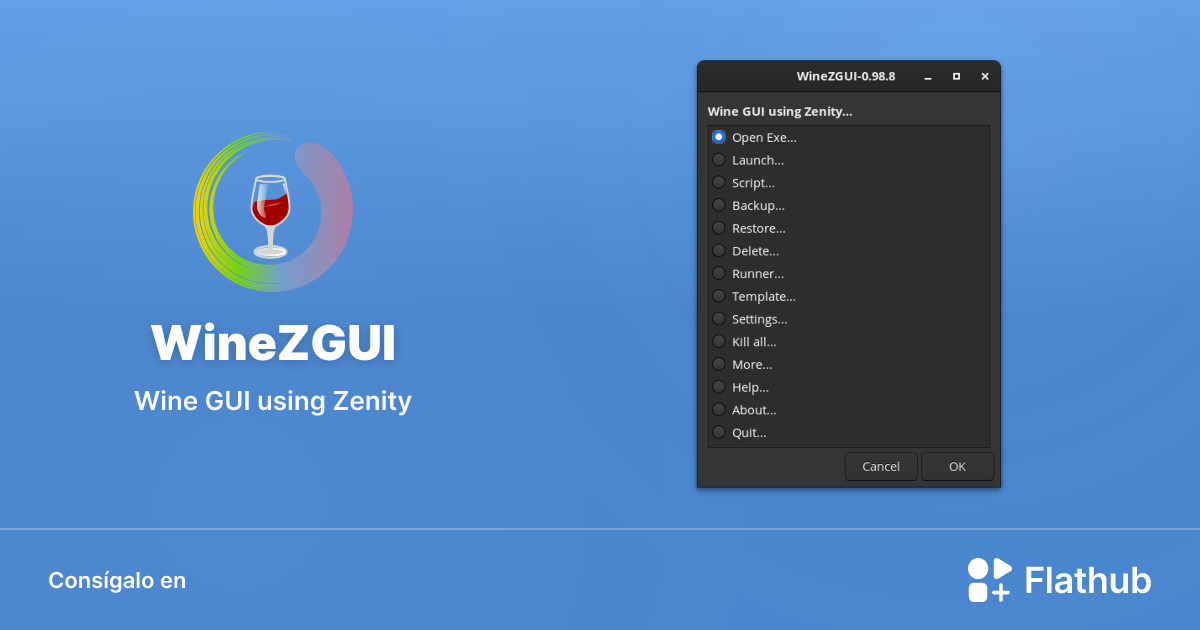 Instalar WineZGUI en Linux | Flathub